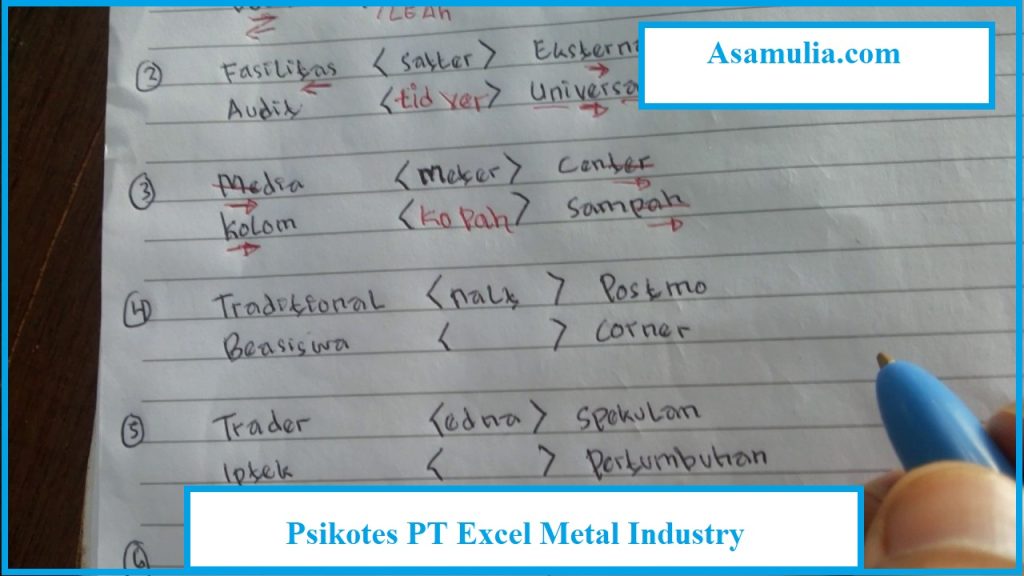 Kisi Kisi Soal Psikotes PT Excel Metal Industry